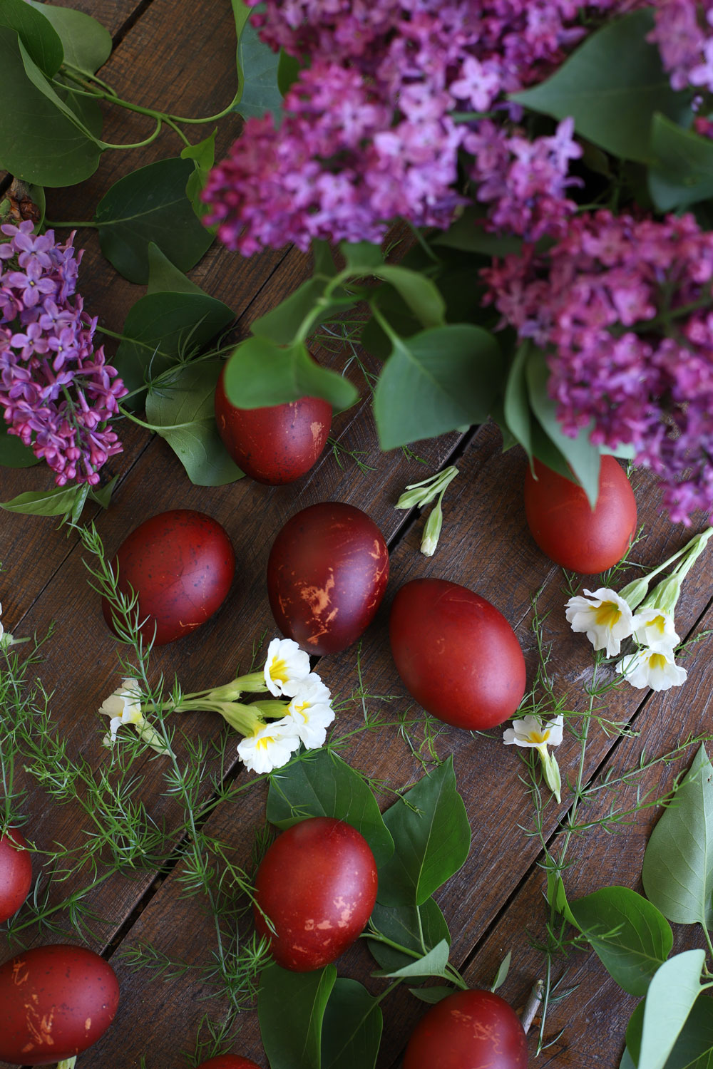 Ouă roșii vopsite natural cu coji de ceapă